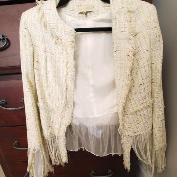 unknown | Jackets & Coats | Light Cream Jacket With Fringe | Poshmark